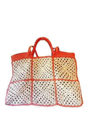 ZANATANY CONCEPTS Carrey Raffia Tote Bag Orange