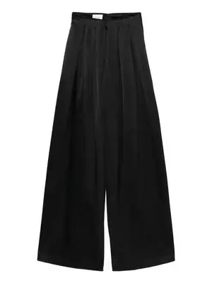DANAMÉ Pleated Satin Trousers - Black