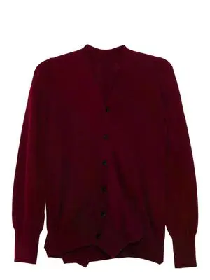 Yohji Yamamoto V-neck Long-sleeved Cardigan - Red
