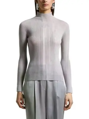 Peserico Rib-knit Mock-neck Top - Grey