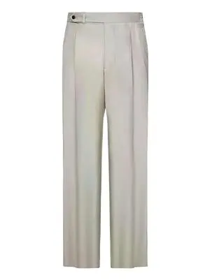 FRANZESE COLLECTION Pleated Capri Trousers Neutrals