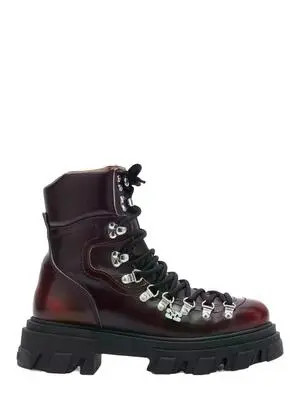 GANNI Lace-up Boots - Red