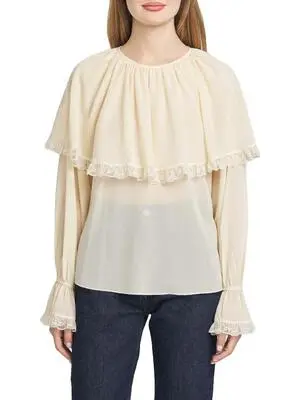 WAYF Mirabel Capelet Top - Antique Ivory