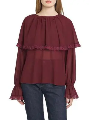 WAYF Mirabel Capelet Top - Merlot