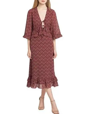 WAYF Ojai Midi Dress - Currant Foulard