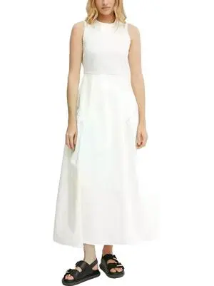 IVY OAK Frayed Sleeveless A-line Dress - White