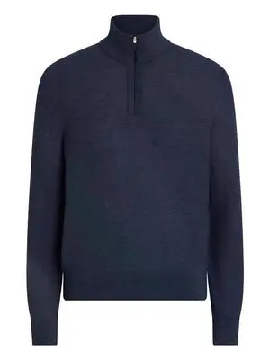 Zegna Mock-neck Half-zip Cashmere Sweater - Blue