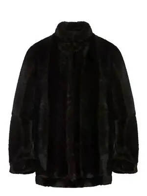 MAISON MARGIELA Faux-fur High-collar Jacket - Brown