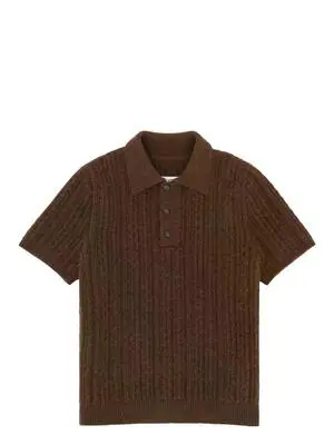 MAISON MARGIELA Cable-knit Polo Shirt - Brown