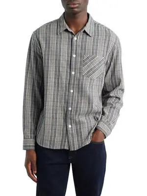 925 ORIGINALS Foreman Classic Fit Plaid Flannel Button-up Shirt Grey