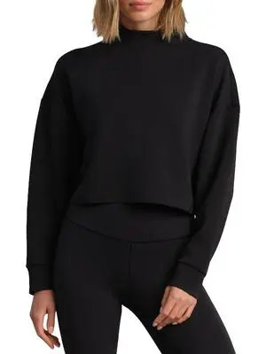 RHONE Dreamglow Mock Neck Crop Sweatshirt - Black