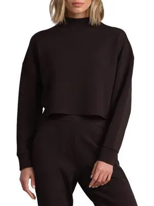 RHONE Dreamglow Mock Neck Crop Sweatshirt - Dark Espresso
