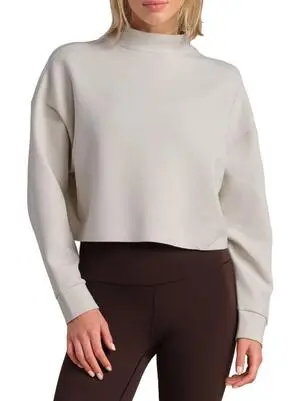 RHONE Dreamglow Mock Neck Crop Sweatshirt - Sand