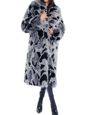 AZALEA WANG Adria Faux Fur Coat - Grey Multi