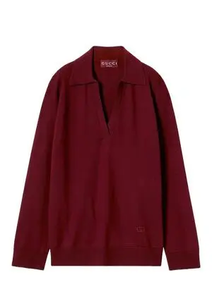 Gucci Extra Fine Wool Polo Top - Bordeaux