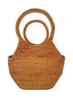 PINK HALEY Lora Rattan Beach Tote