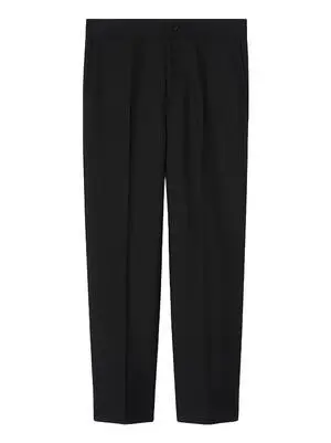 Gucci Wool Blend Twill Pant With Logo - Black
