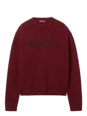 Gucci Wool Cashmere Rib Knit Sweater - Red