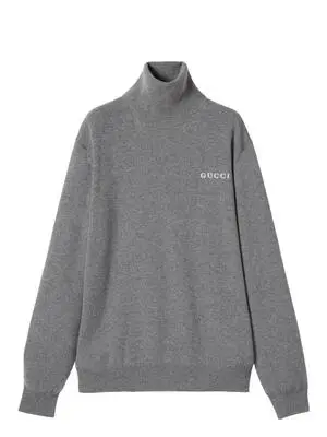 Gucci Cashmere Turtleneck With Intarsia - Grey