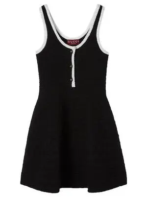 Gucci Tweed Wool Dress With Embroidery - Black