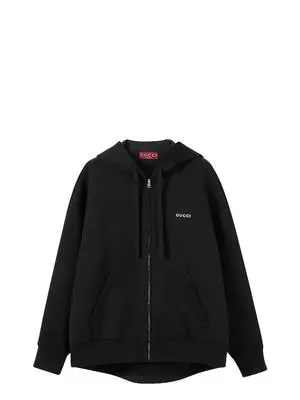 Gucci Cotton Jersey Hooded Zip Sweatshirt - Black