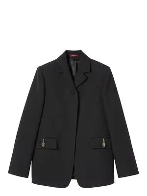 Gucci Crêpe Wool Silk Jacket With Tiger - Black