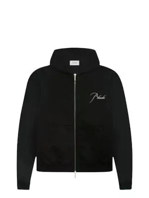 Rhude Logo-embroidered Zip-up Hoodie - Black