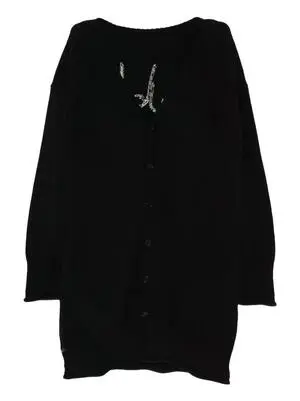 Yohji Yamamoto Intarsia-knit Cardigan-coat - Black