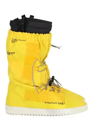 Off-White Lace-up Zip Boots - Yellow