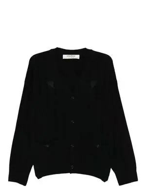 KIMHEKIM Heart-patch V-neck Cardigan - Black