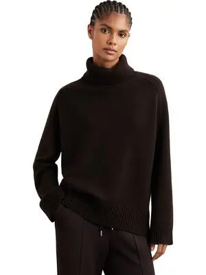REISS Wool-cashmere Roll-neck Jumper - Chocolate Brown
