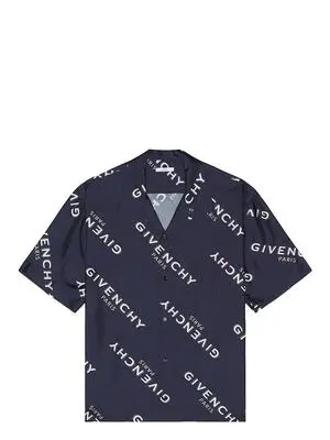 Givenchy Bowling Shirt In Blue - Navy
