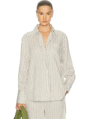 HOUSE OF DAGMAR Fluid Stripe Shirt - Cream White