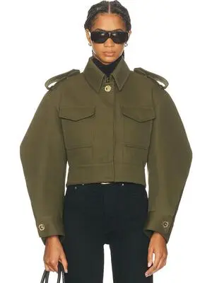 Givenchy Cropped Utility Jacket - Khaki