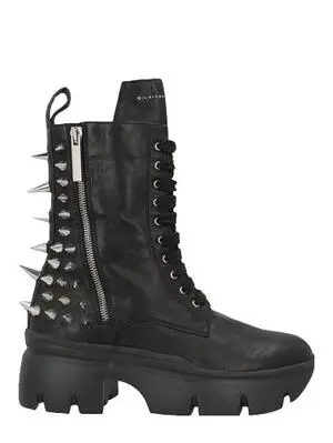 GIUSEPPE ZANOTTI Leather Lace-up Ankle Boots - Black