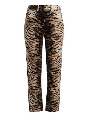 SEVENTY VENEZIA Cotton Tiger-print Straight-leg Pants - Brown