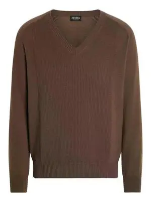 Zegna V-neck Cashmere Sweater - Brown