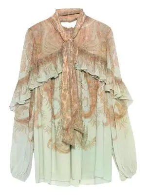 Zimmermann Paisley-print Ruffled Blouse - Blue
