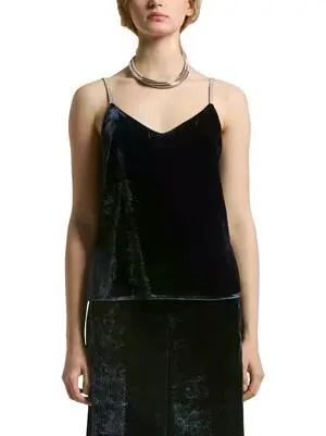 Peserico Crystal-embellished Velvet Top - Blue