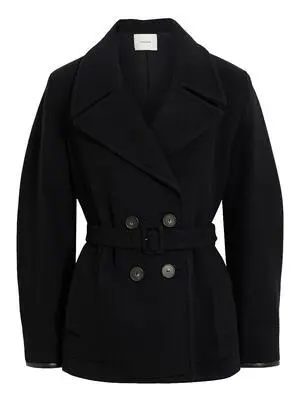 VINCE Belted Double-Breasted Wool-Blend Coat