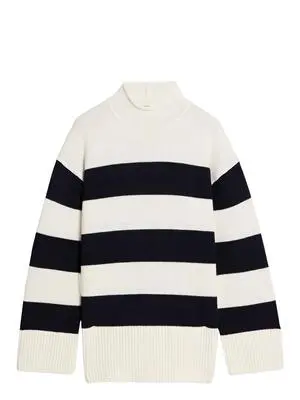 VINCE Striped Wool And Cotton-Blend Turtleneck Sweater