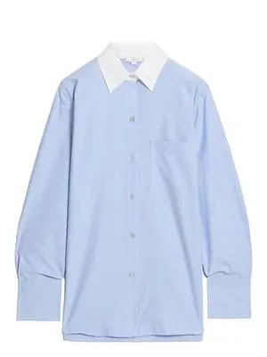 Vince Poplin-trimmed Cotton Oxford Shirt - Light Blue