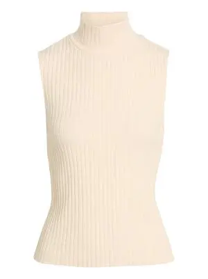 Vince Ribbed Cotton-blend Turtleneck Top - Ecru