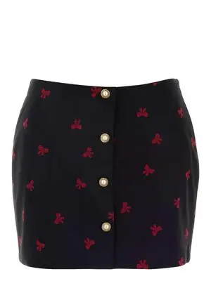 Alessandra Rich Bow-print Mini Skirt - Black