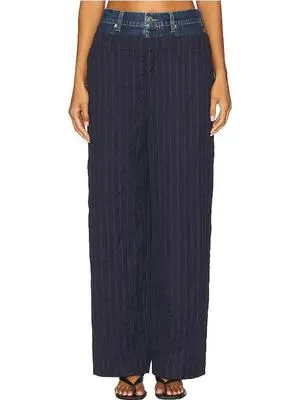 Simkhai Ophelia Double Waistband Combo Pant - Midnight Stripe