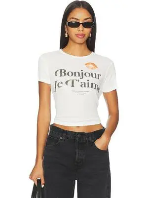 THE LAUNDRY ROOM Bonjour Je T'aime Baby Tee - White