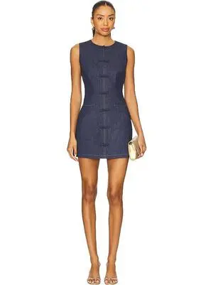 SAU LEE Billie Denim Mini Dress - Dark Denim