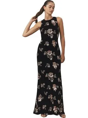 Mac Duggal High-neck Velvet Column Maxi Dress - Black