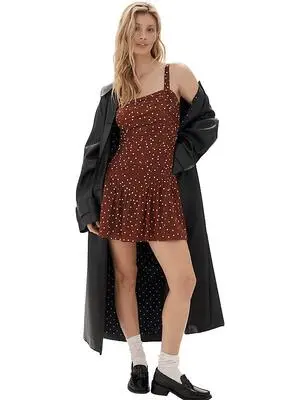 Saylor Drop-waist Flounced Mini Dress - Burnt Umber