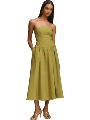 Bhldn Scallop Drop-waist Midi Dress - Green